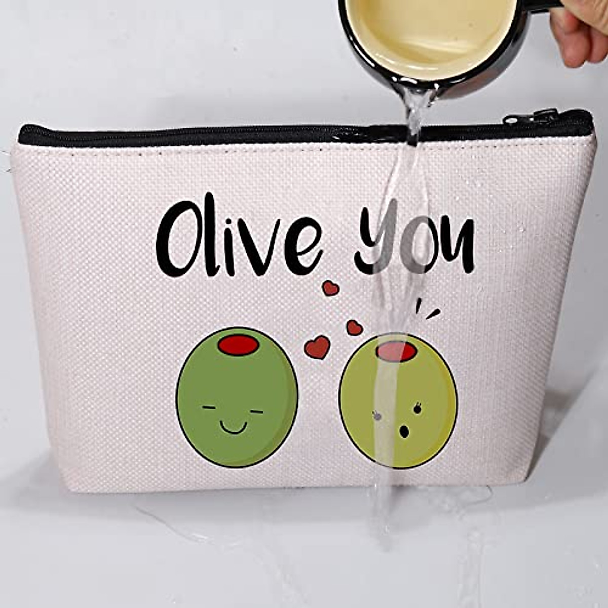 VAMSII Olive You Makeup Bag Funny Olive Gift I Love You Gifts Olive Lovers Gifts Anniversary Romantic Gifts Olive Pun Gifts (Makeup Bag)