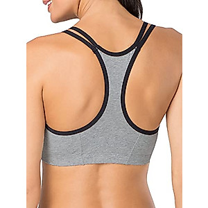 Fruit of The Loom Womens Spaghetti Strap Cotton Pull Over 3 Pack Sports Bra, Grey With Black/White/Black Hue, 38