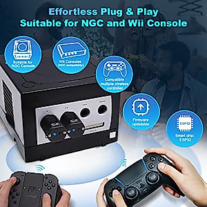 RetroScaler Wireless Controller Adapter - Bluetooth Controller Adapter for NGC Game Console, Compatible with PS3/PS4/PS5, Xbox One S, Series X/S, Switch Pro, Video Game Converter to NGC System