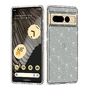 Lamcase Google Pixel 7 Pro (2022) Case - Crystal Clear Glitter TPU Slim Shockproof Cover for Women & Girls