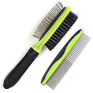 Rexipets Dog & Cat Brush & Comb Pet Grooming Set - Double Side (Small) - Ultimate Deshedding Tool - Lice And Flea Removing - Perfect Groomer's Tools - Strong Grip And Soft Bristles