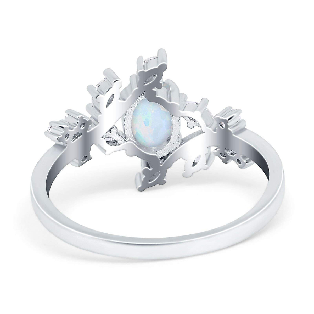 Blue Apple Co. Lab Created White Opal Size-10 Teardrop Two Piece Bridal Set Art Deco Vintage Round Cubic Zirconia 925 Sterling Silver