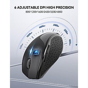 TechRise Wireless Mouse for Laptop, Computer Mouse with 4800 DPI, 30 Months Battery Life, Cordless Mouse Compatible with Android/Windows/Linux, USB Mouse for Laptop PC Desktop