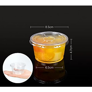 Healthcom 100 Packs 6 Oz 180ml Clear Plastic Ice Cream Dessert Cup Sundae Cups with Lid 100 Sets Disposable Salad Cup Pudding Jelly Sauce Yogurt Dessert Cup Serving Bowls for Party Favor Wedding