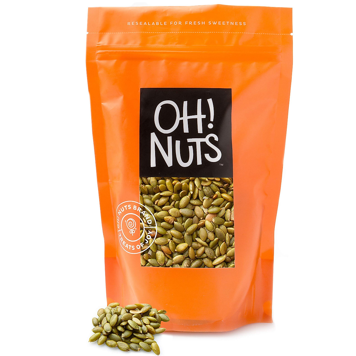 Oh! Nuts Roasted Salted Pumpkin Seeds | All-Natural Protein Power | Fresh, Healthy Keto Snacks | Unshelled Pepitas in 1.25 LB Resealable Bulk Bag | Vegan & Gluten-Free Snacking