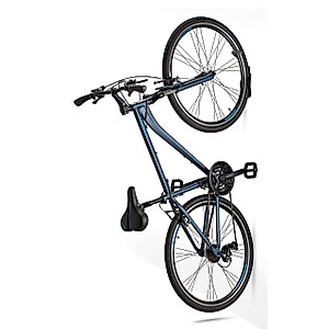 Schwinn Wall Mount Bike Hanger, Space Saving Vertical Garage Storage for Bicycle, Fits Up to 3 Inch Tire Width, Can Hold Up to 50 lbs., Hangs One Bike, Black