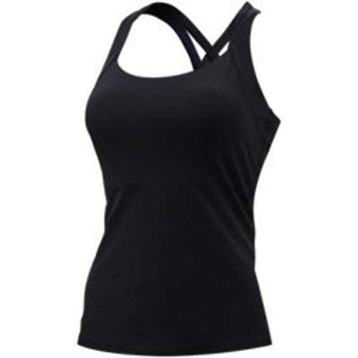 TYR Women's Standard Solid Lola Top for Swimming, Yoga, Fitness, and Workout, Black, Large