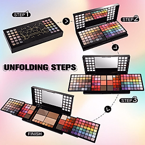 CHARMCODE All in One Makeup Kit, Makeup Kit for Women Full Kit, Make Up Valentine's Gift Set for Teen Girls- Eyeshadow Palette,Lip Gloss,Concealer,Highlighter,Blush,Eyeliner,Brow Powder & Contour