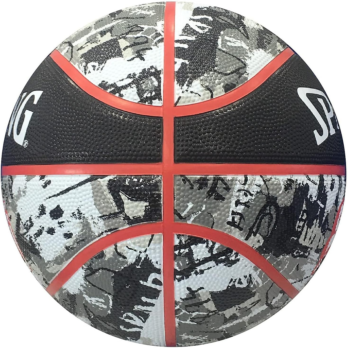Spalding Graffiti Rubber Basketball Official Full Size 7 (Black-Red)