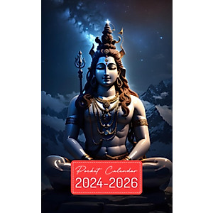 Pocket Calendar 2024-2026: Two-Year Monthly Planner for Purse , 36 Months from January 2024 to December 2026 | Lord Shiva | Meditating in serene atmosphere