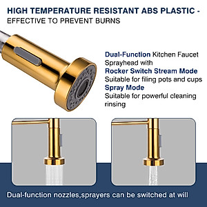 Gold Kitchen Faucet Stainless Steel Pull Down Kitchen Sink Faucet with Spray 1/One Hole Pre-Rinse Spring High- Arc Single Handle Kitchen Faucets for Sink Home Grifo del fregadero de la cocina dorada