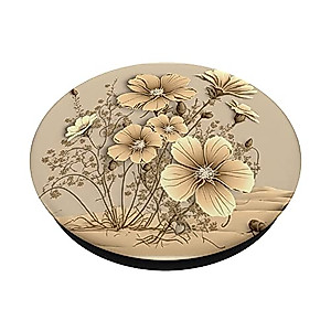 Sand Beige Wildflower Flower graphics for women PopSockets Swappable PopGrip