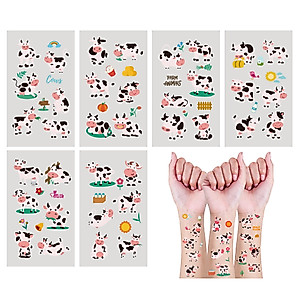 24 Sheets Cow Temporary Tattoos, Birthday Decorations Cow Party Favors