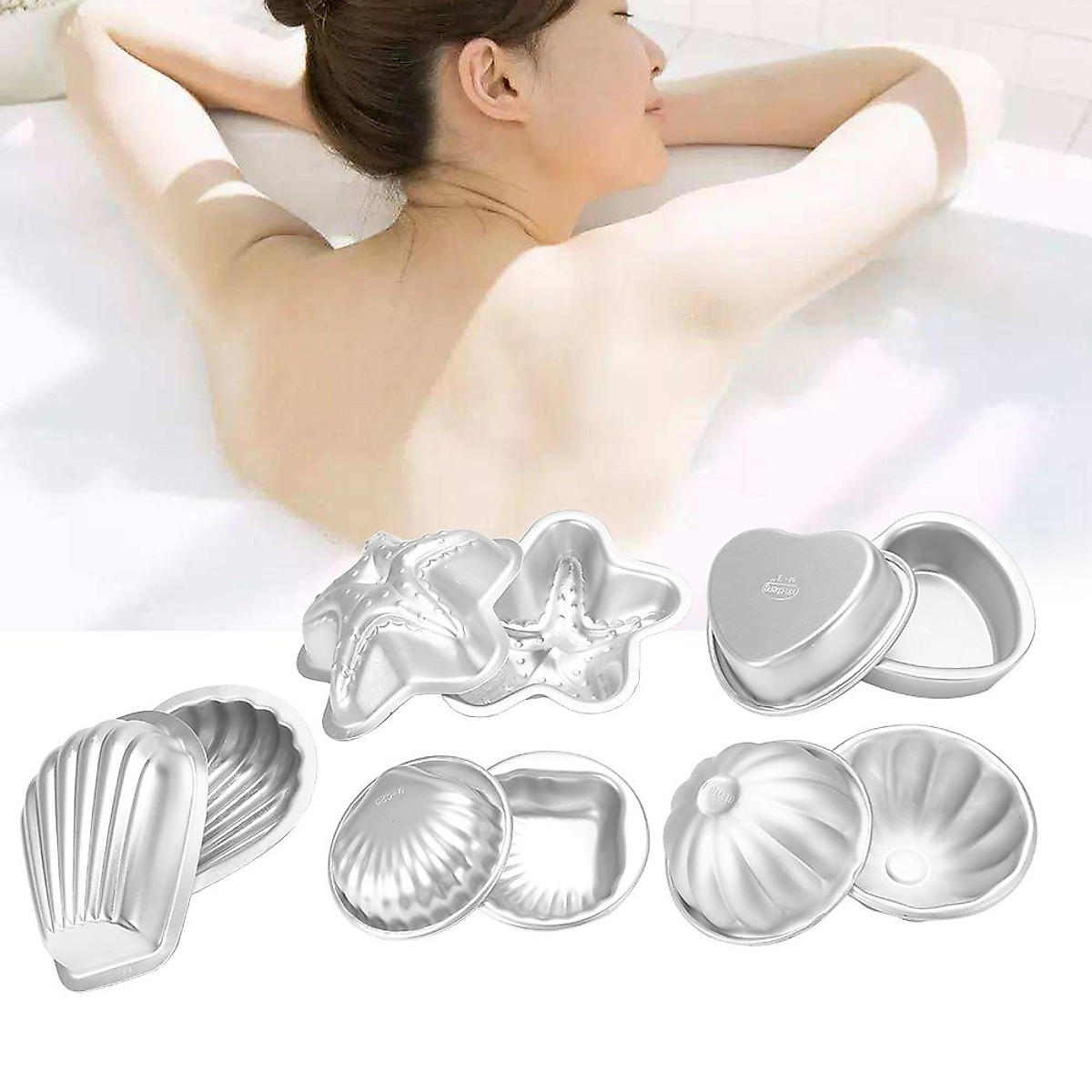 DIY Molds Aluminium, Metal Bath Bomb Molds, DIY Bath Bomb Mold Kit, DIY Bathtub Bomb Molds with Sea Creature Shapes, Soap Molds, Cake Molds, Candle Molds for Fizzy Bombs(9)