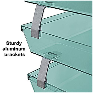 Acrimet Facility 3 Tier Letter Tray Side Load Plastic Desktop File Organizer (Clear Green Color)