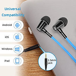 ibrain Air Tube Headphones Air Tube Earbuds with Patented Technology Airtube Headset with Microphone & Volume Control Airtube Headphones for a Safe and Healthy Listening (Black & Blue)