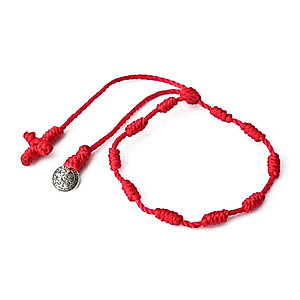 CMID Saint Benedict Christian Catholic Blessing String Bracelet Prayer Rosary Red Protection Medals Jewlery for Men and Women/Pulsera Rosario Roja Medalla San Benito Adultos Hombres y Mujeres