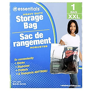 TDST Essentials XXL Plastic Storage Bags Clear Extra Large with Handles Zipper Organizer for Blankets Clothes Resealable with Bonus TDST Scented Aziza