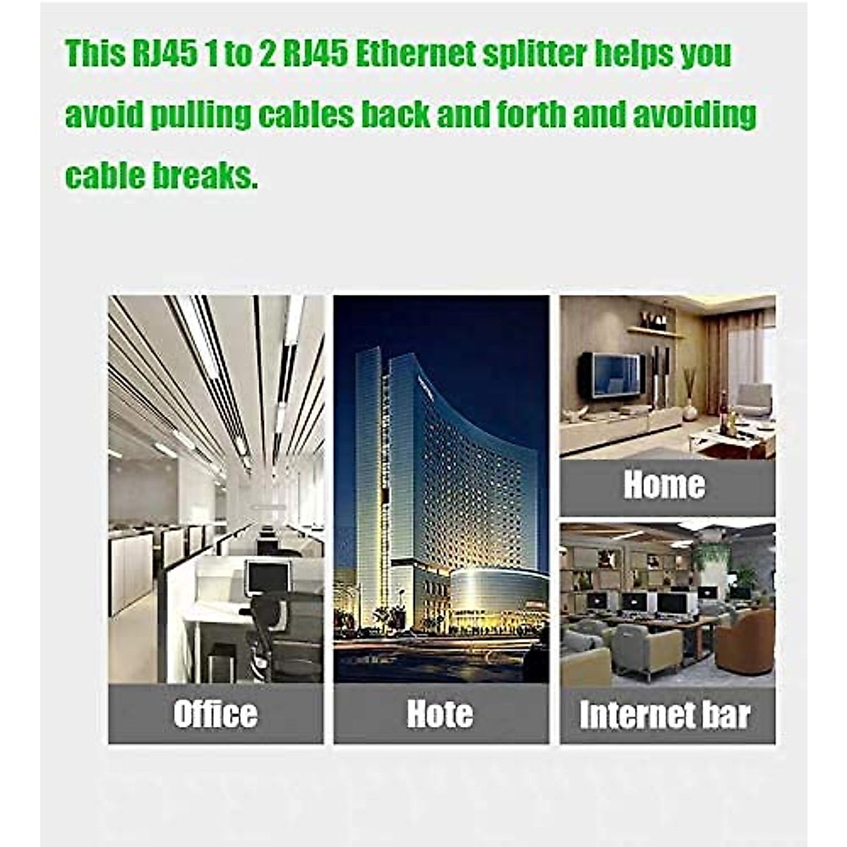 TIEDXIOY RJ45 Ethernet Splitter 1 to 2, Gigabit Ethernet Switch, Starlink Ethernet Adapter for RJ45 Splitter for Cat5/5e/6/7/8 Cable, Ethernet Extender for Internet Cable