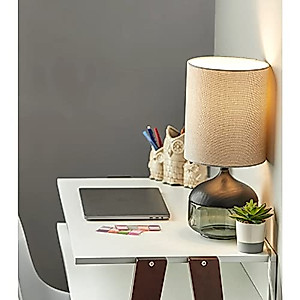 Adesso 3526-01 Marina Table Lamp, 16.25 in, 40W, Black Rubber Wood w/Smoked Glass, 1 Table Lighting