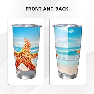 AYCZN Starfish 20 OZ Tumbler Stainless Steel Travel Coffee Mug, Ocean Beach Insulated Water Bottle with Lid Leakproof Thermal Cup