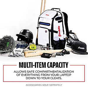 Franklin Sports Fastpitch Softball Bat Bag - USA Traveler Elite Bat Backpack - Girls + Women's Equipment Batpack - Fits Helmets, Cleats + (2) Bats - White