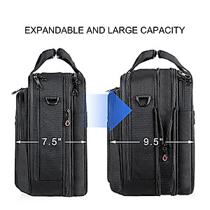 KROSER Laptop Bag Stylish Laptop Briefcase Fits Up to 17.3 Inch Expandable Water-Repellent Shoulder Messenger Bag Computer Bag with RFID Pockets for Business/Travel/School/College/Men/Women-Black