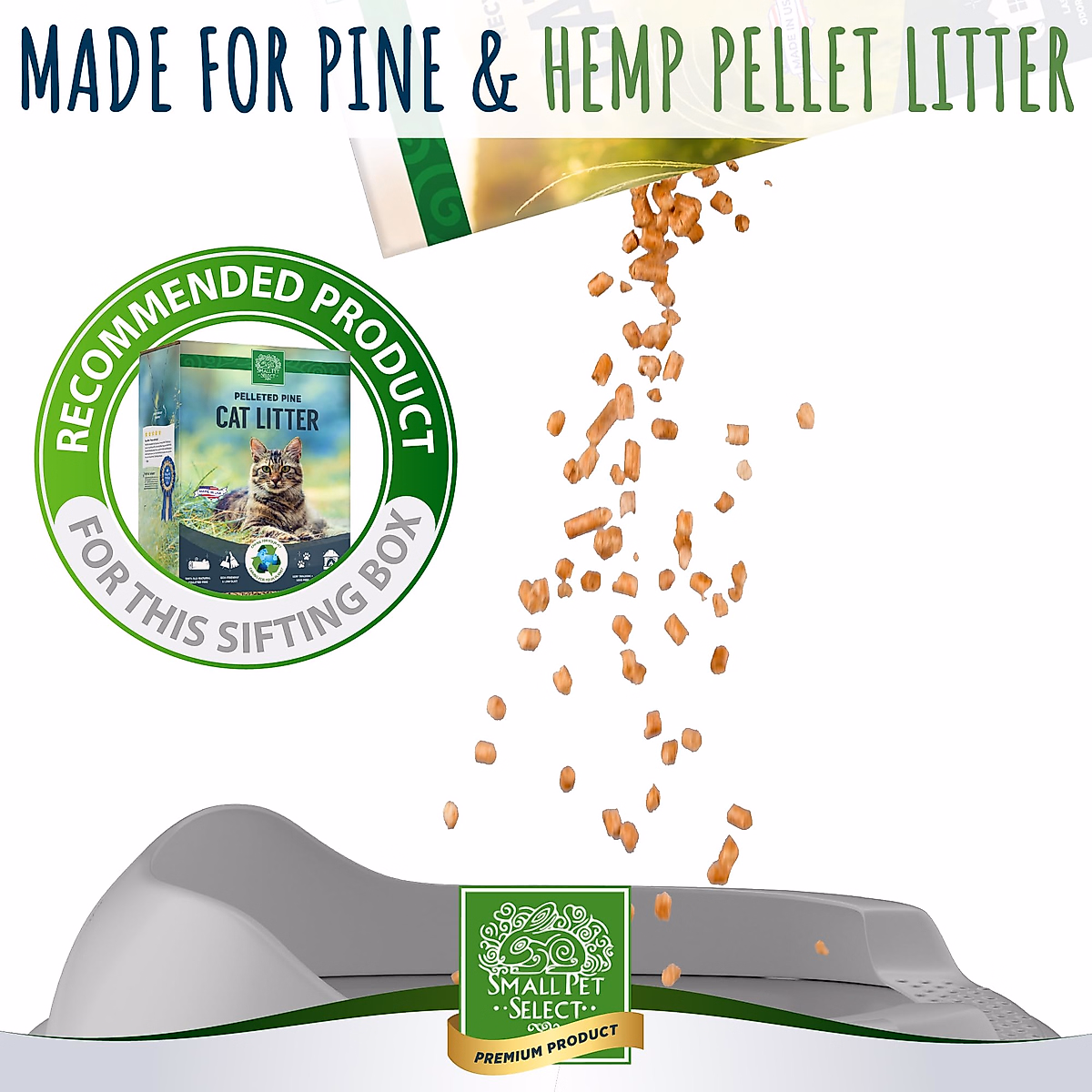 Small Pet Select - Pine Pellet Cat Litter Box, with 5 Pee Pads and Litter Scoop, Premium System for Cats and Other Small Animals, Tidy and Easy to Clean with Drawer, Scoop, and Removable Tray