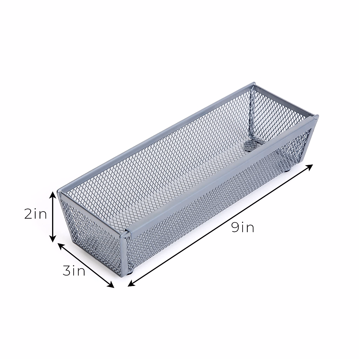 Smart Design Drawer Organizer - Set of 6 - Steel Metal Mesh - 9 x 3 Inch - Interlocking Arm Connection - Utensils, Flatware, Organization - Kitchen - Silver