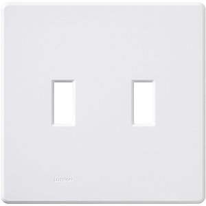 Lutron Fassada 2 Gang Wallplate for Toggle-Style Dimmers and Switches, FG-2-WH, White (1-Pack)