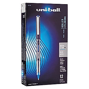 uni-ball 60108 Vision Roller Ball Stick Waterproof Pen Blue Ink Micro Dozen