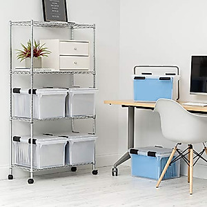 IRIS USA 32 Quart WEATHERPRO Letter Size Portable File Box, Plastic Storage Container with Durable Lid and Seal and Secure Latching Buckles, Weathertight, Clear with Black Buckles, 4 Pack