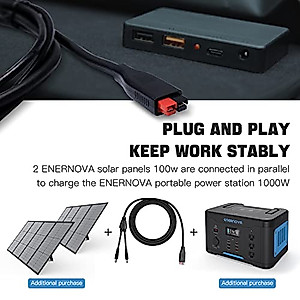 enernova Solar Connectors Y Branch Parallel Adapter Cable Wire, 18AWG Solar Extension Cable with DC 5.5x2.1mm Male Connector, for Solar Panel, Black