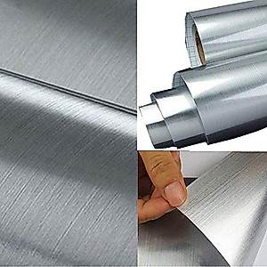 UPREDO Metal Look Stainless Steel Vinyl Metallic Adhesive Paper Shelf Liner Film Kitchen Refrigerator Dishwasher Oven Sticker 15.8in by 79in