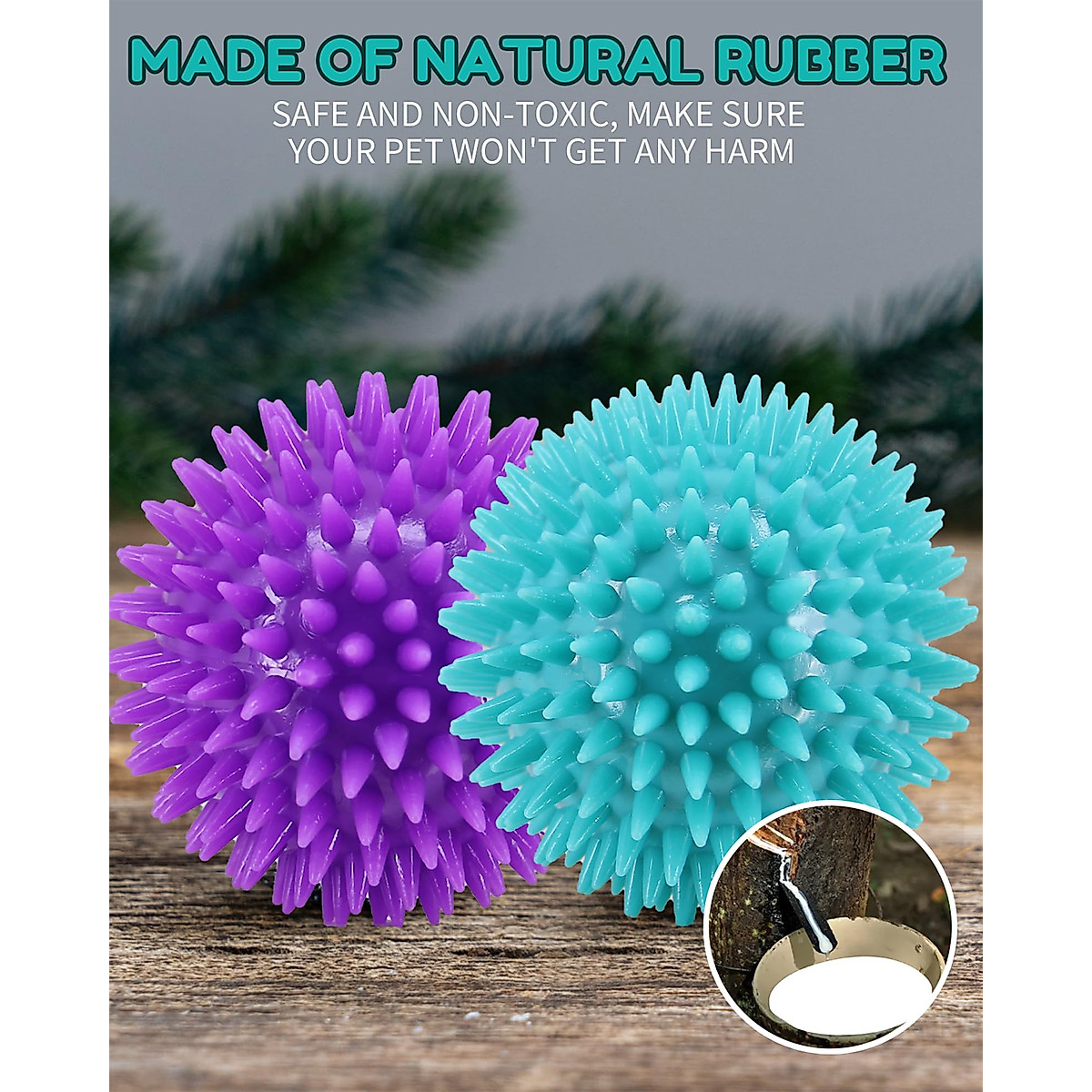 Pweituoet 3.5” Spike Dog Balls with Squeaky, Thicker and Durable, 2 Pack Dog Chew Toys Clean Teeth Training for Puppy Small Medium Large Dogs, Dog Ball Toys for Aggressive Chewers