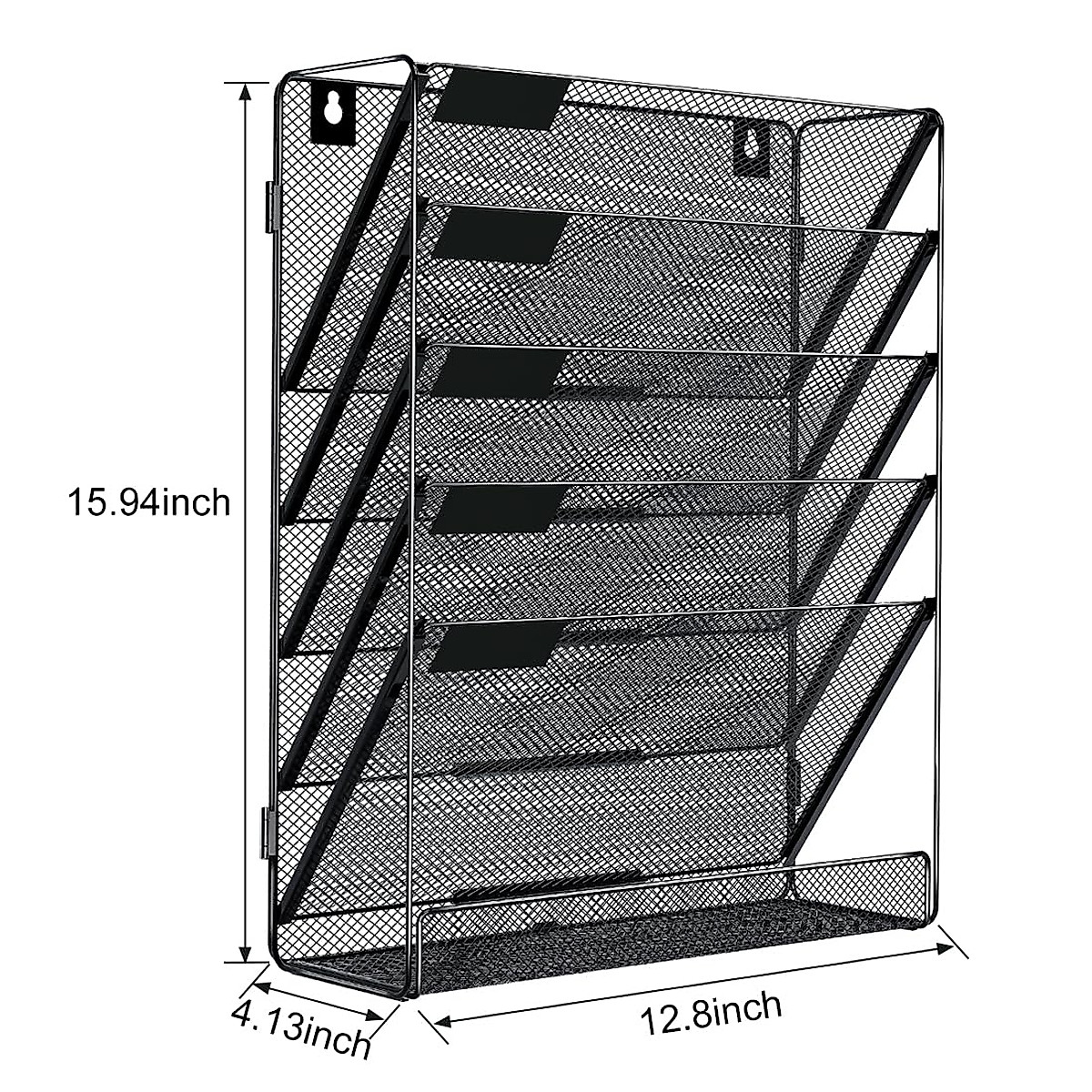 PAG Hanging Wall File Holder,6 Tier Mesh Mail Sorter for Wall,Office Wall Organizer For Papers,Folders,Files Clipboard & Magazine,Black