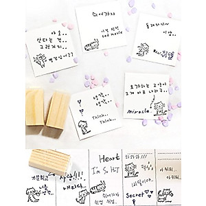 Youkwer 12 Pcs Mini Cute Wooden Rubber Stamps Set For Letters,Diary Craft,Scrapbooking in Matchbox（Vintage Lovely Cat）