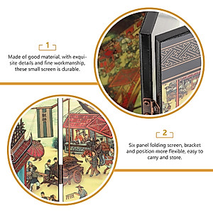 LIFKOME Decorative Screen Ornaments Ornamental Screen Model Chinese Wall Divider Folding Screen Ornament Screen Room Dividers Fold down Shelf Chinese Panel Screen Wooden China Desk