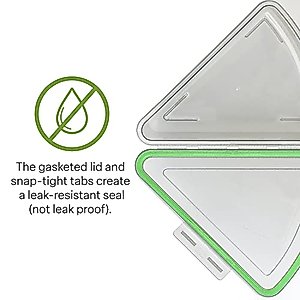 MyGo Container Pizza Slice To-Go Compartment Container, 9-1/4" X 8-1/4" X 2-1/2", Reusable, Microwave Safe, NSF Certified, Smoke/Green