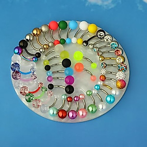 42Pcs 14G Surgical Stainless Steel Belly Button Ring for Women hypoallergenic Simple Acrylic Glow In Dark Cute Belly Rings Barbell Navel Piercing Jewelry Pack for Women