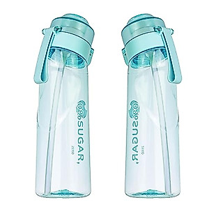JSAXQYG Fruit Fragrance Water Bottle 21.9 Oz,with 7 Flavor Pods 0 Sugar and 0 Calorie Outdoor Sports Cups (（Blue）+7 Pods)
