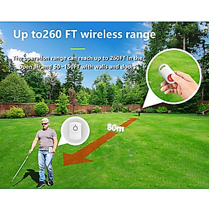 Caregiver Pager Wireless Call Button System Personal Alert Panic Button for Home Elderly Nurses Calling System with Pager and Emergency Button (1Receiver+1Button)