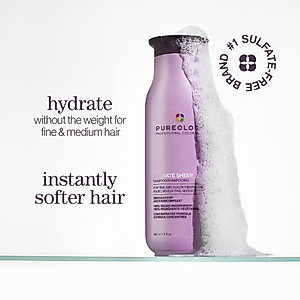 Pureology Hydrate Sheer Nourishing Shampoo | For Fine, Dry Color Treated Hair | Sulfate-Free | Silicone-Free | Vegan