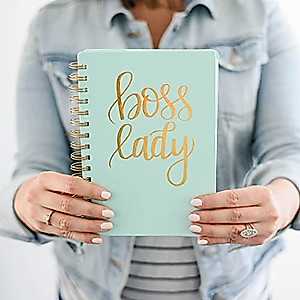 Sweet Water Decor Boss Lady Mint Spiral Notebook Motivational Notebooks Motivation Notebook Inspiration Boss Gift For Her Inspirational Hardcover Journal Lined Paper Gifts For Women Blank Diary Books