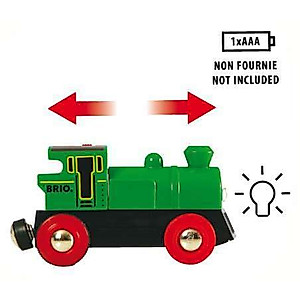 BRIO World 33595 Engine Train - Battery Powered Wooden Toy for Kids | Forward & Reverse Movement | Illuminating Headlights | Ideal for Toddlers 3 Years & Up