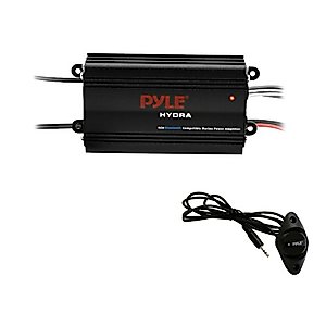 Pyle Auto 4-Channel Marine Amplifier - 200 Watt RMS 4 OHM Full Range Stereo with Wireless Bluetooth & Powerful Prime Speaker - High Crossover HD Music Audio Multi Channel System PLMRMB4CB,Black