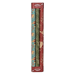 K-Kraft Vintage Prints Christmas Kraft Wrapping Paper Sets - 112.5 Square feet per Set (Mistletoe-Reindeer-SodaShoppe)