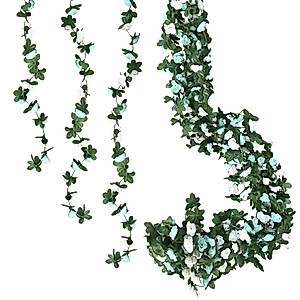 VIOCIWUO Artificial Rose Vine Plant 5 Pack 41 FT, Fake Flower Hanging Rose Ivy Garland for Home Kitchen Office Garden Wedding Art Decorations(Blue&White)