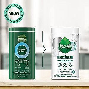 Seventh Generation Zero Plastic Toilet Bowl Powder Foaming Cleaner Fragrance Free 12.3 oz