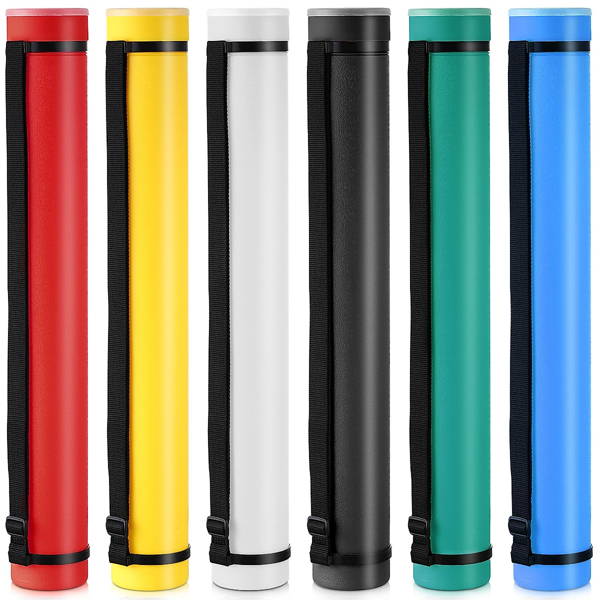 Yahenda 6 Pcs Expandable Blueprint Tubes Bulk Expand from 24" to 40" Poster Tube with Strap Storage Tubes with Caps Portable Round Carrying Case for Documents, Blueprints, Drawings, Art(6 Colors)
